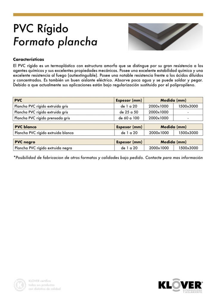 PVC Rigido - Klover Cierres mecánicos, Estanqueidad y Aislamiento