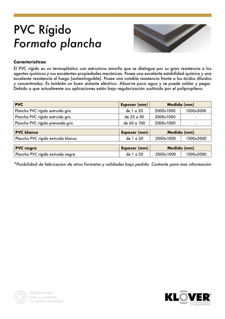 PVC Rigido - Klover Cierres mecánicos, Estanqueidad y Aislamiento